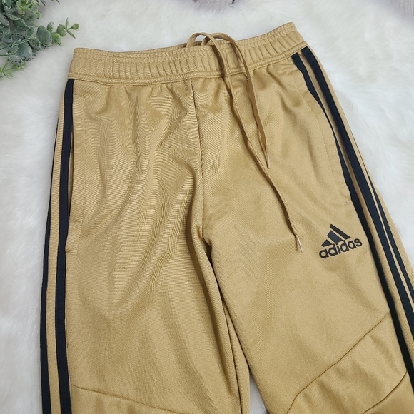 adidas | Pants & Jumpsuits | Adidas 3 Stripe Gold Black High Rise ...